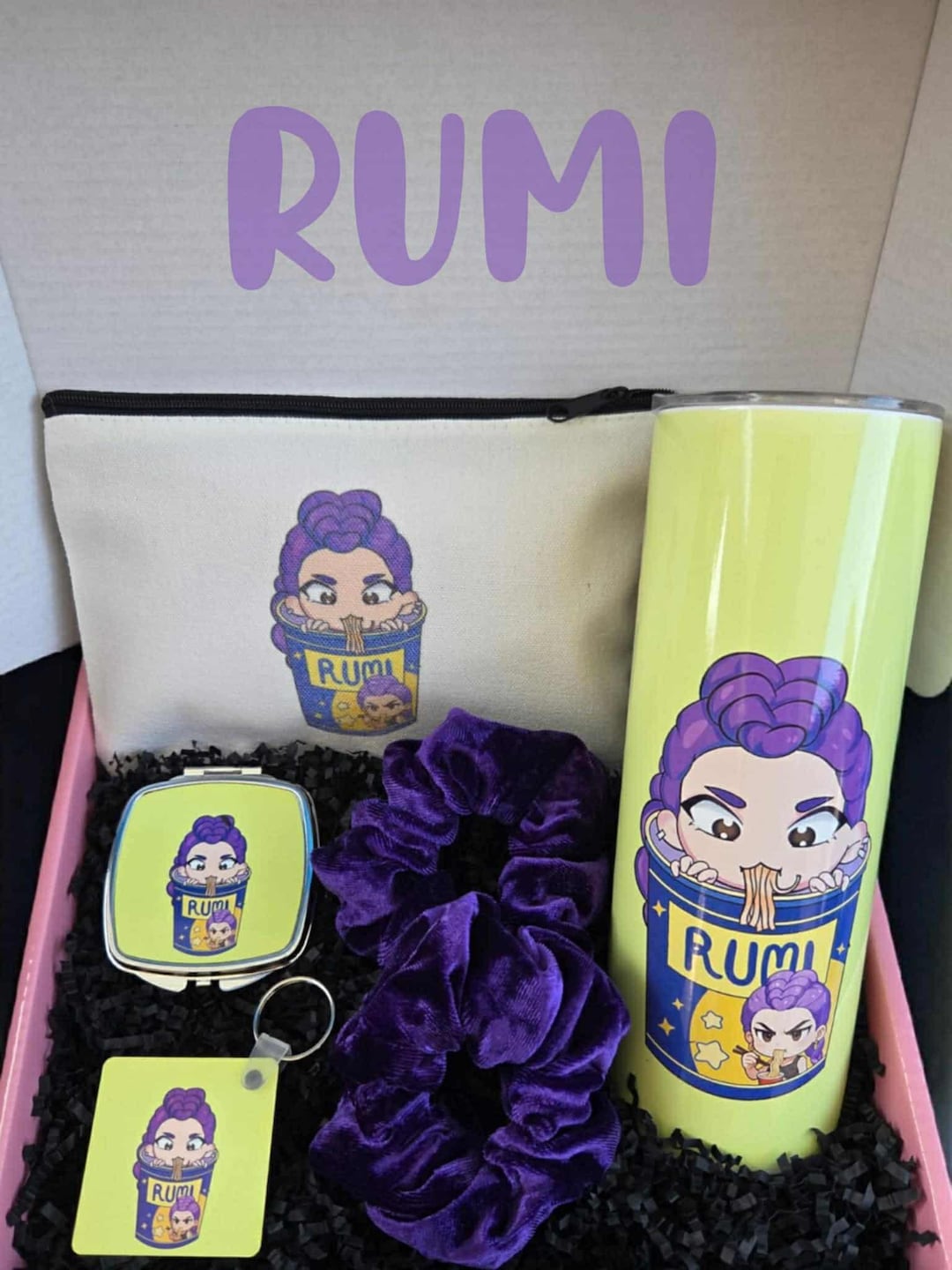 Kpop Demon Hunter Gift Set Custom Tumbler Pouch Mirror Keychain