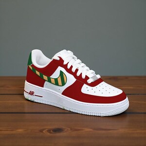 Custom AF1 Christmas Candy Shoes, Red Green Candy Stripe Sneakers, Hand ...