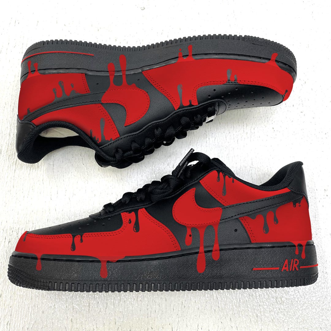 Black Red Drip Air Force 1 – Custom Hand Painted Sneakers, AF1 Custom ...