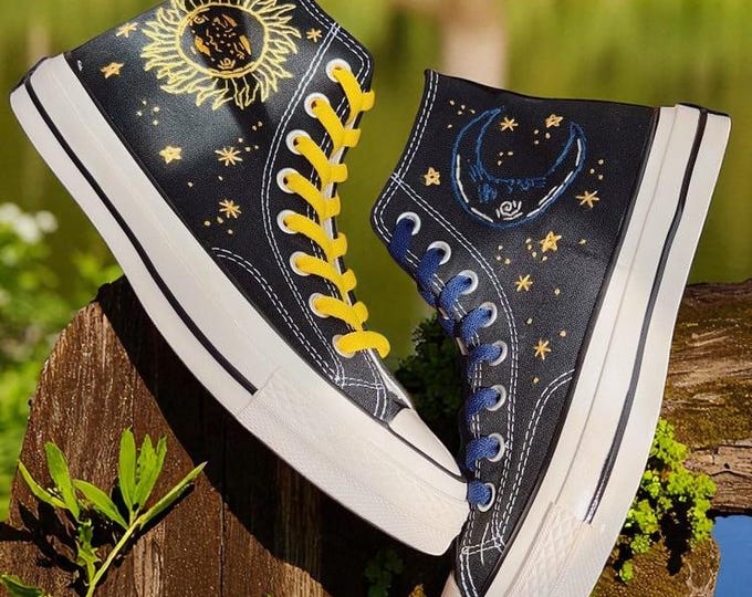 Embroidered Sun Moon Celestial Converse High Tops - Etsy Canada