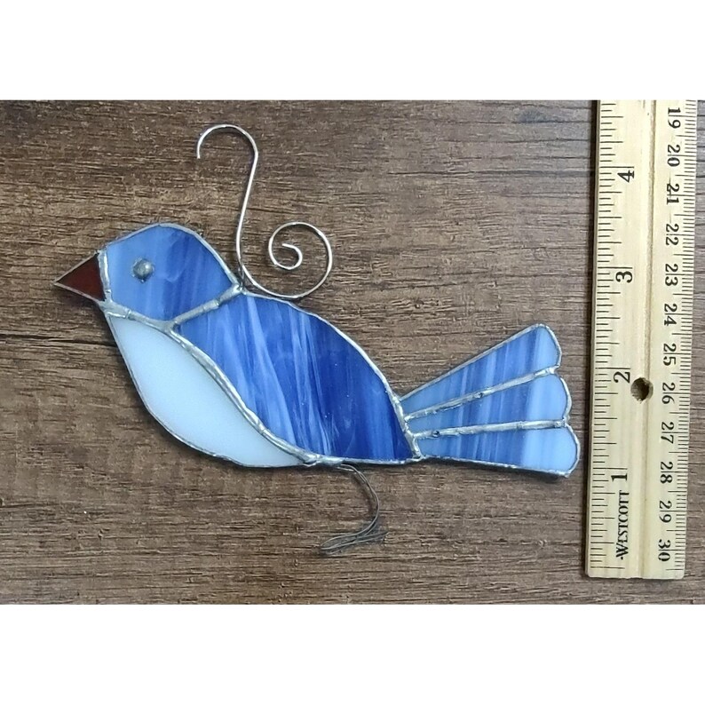Vintage Stained Glass Holiday Christmas Tree Ornament Blue Bird D5 - Etsy