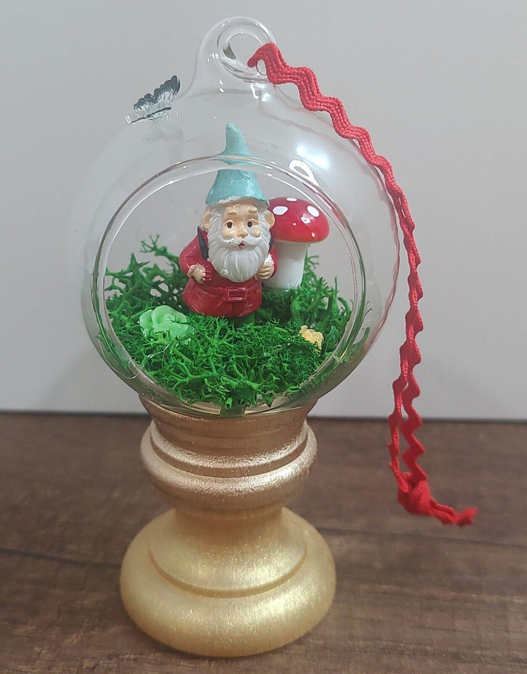 Handmade Glass Diorama Christmas Ornament Terrarium Fairy Garden Gnome ...
