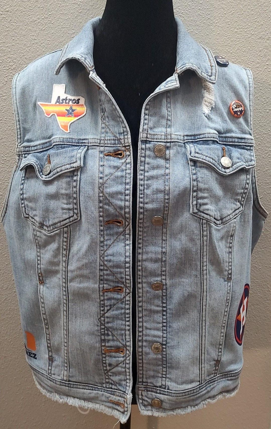 Houston Astros Adult Plus Size X Denim Vest Baseball Jean Jacket MLB ...