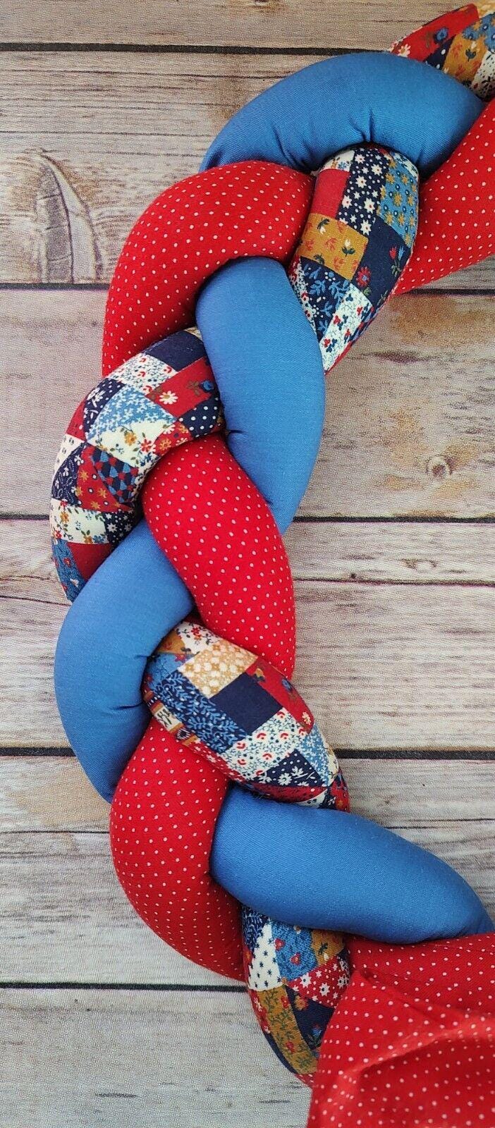 Vintage Braided Wreath Country Primitive Fabric Hand Crafted Bow Red ...
