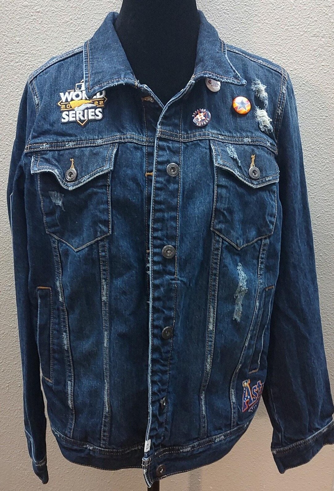 Houston Astros Adult Small Denim Jacket Baseball Jean Jacket MLB ...