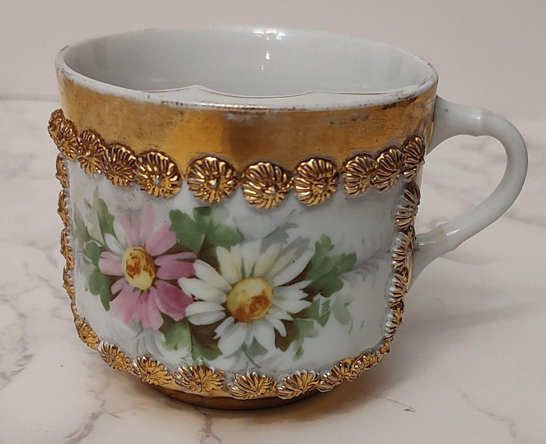 Antique Mustache Mug Gold Filigree Floral Pattern Mustache Saver A3 - Etsy