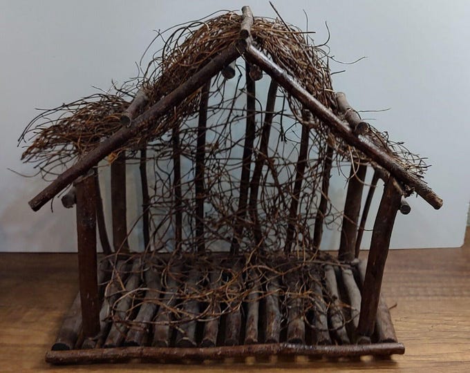 Nativity Wooden Stable Manger Christmas Holiday 12 Inch Wide X 11 ...