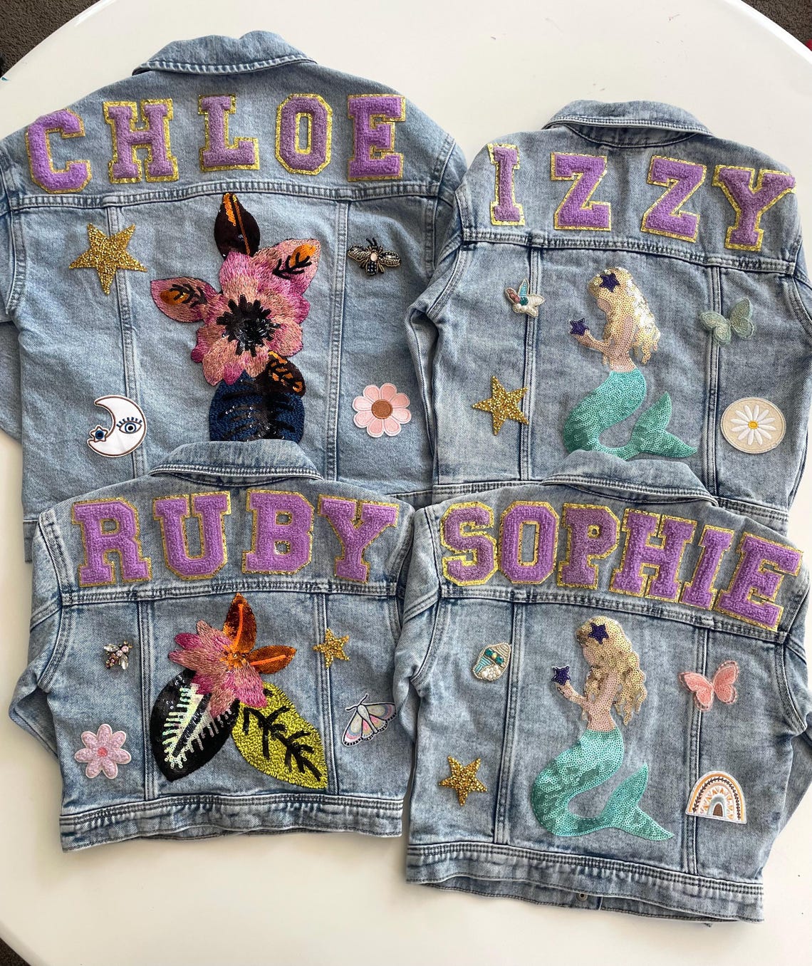 Personalised Denim Jacket - Deluxe Sequin Design - Etsy