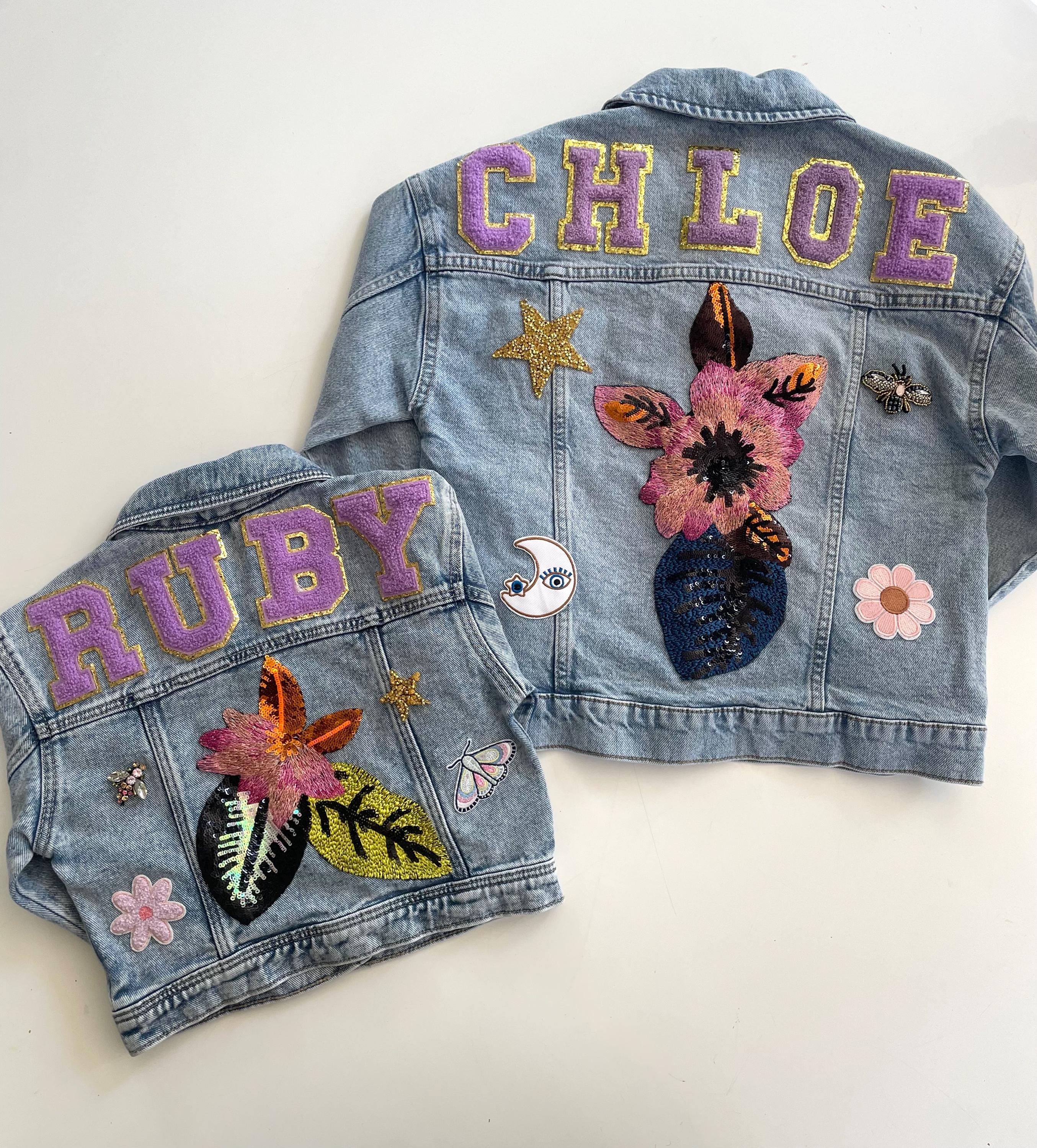 Personalised Denim Jacket - Deluxe Sequin Design - Etsy