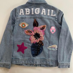 Personalised Denim Jacket - Deluxe Sequin Design - Etsy