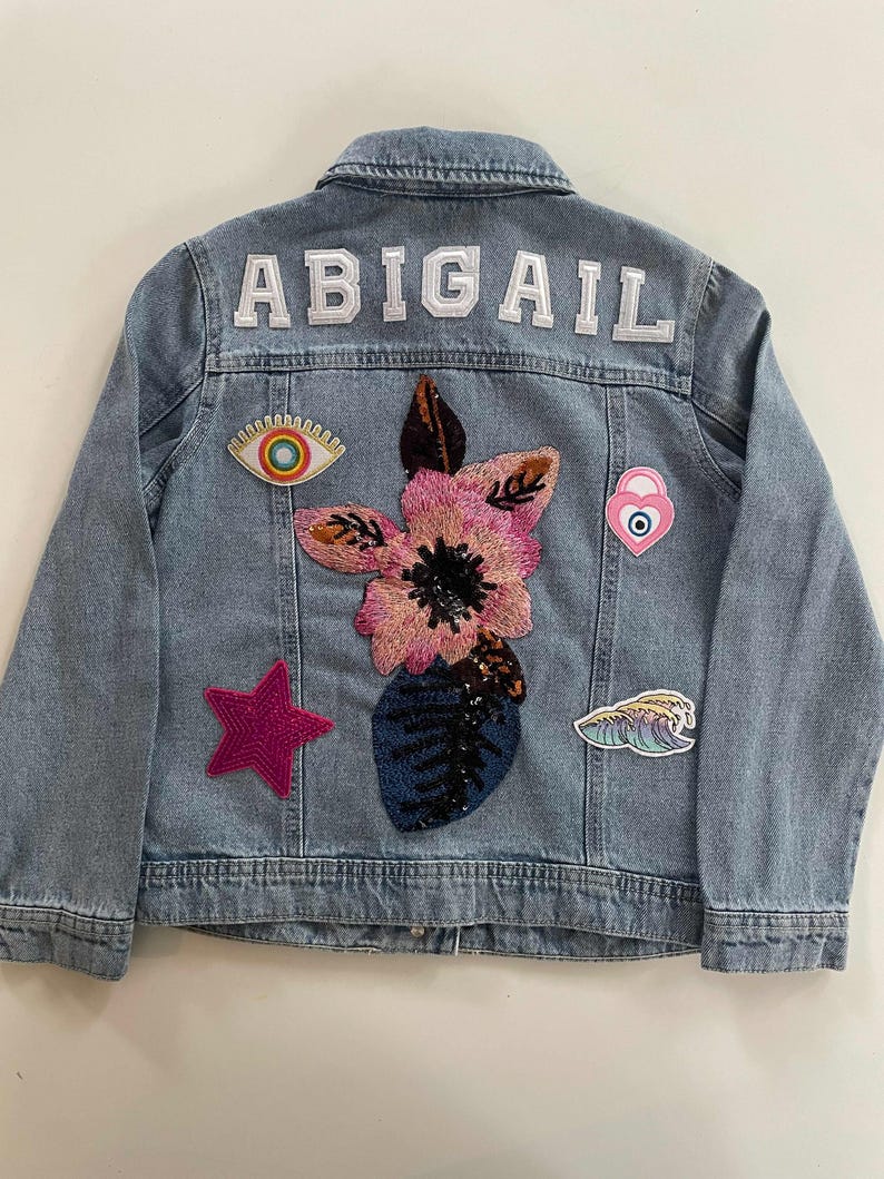 Personalised Denim Jacket - Deluxe Sequin Design - Etsy