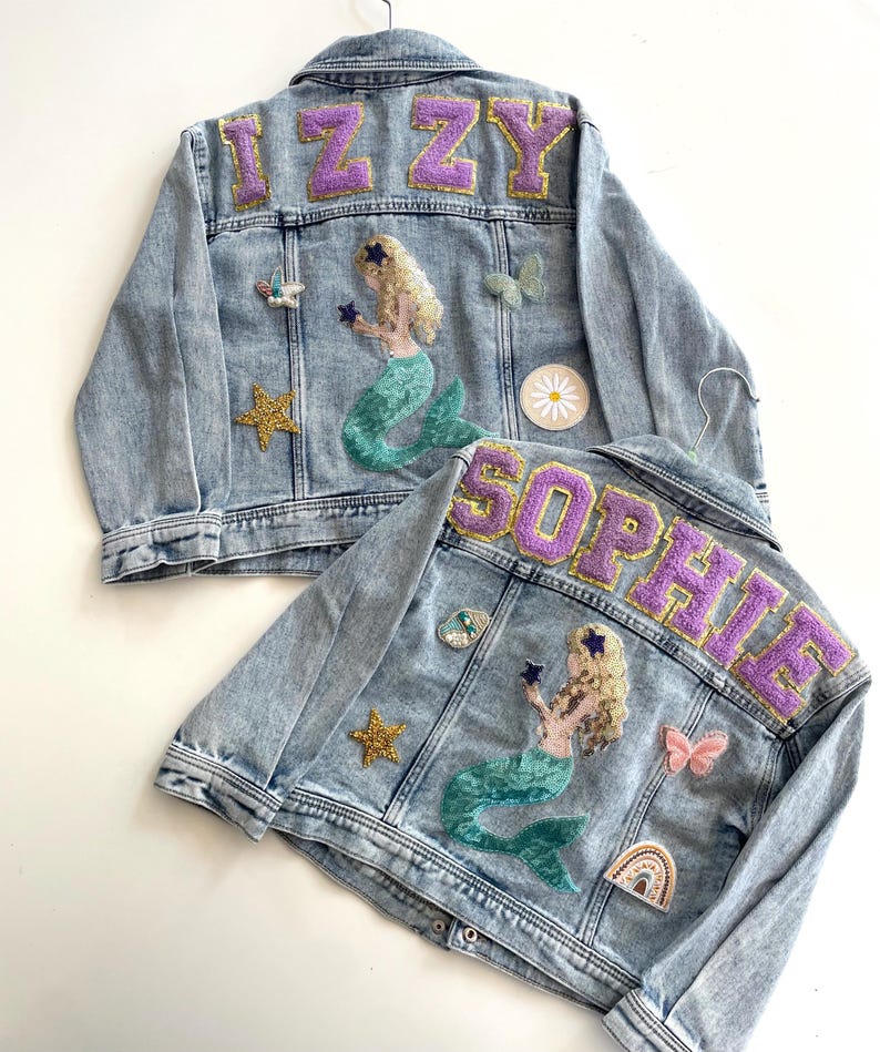 Personalised Denim Jacket - Deluxe Sequin Design - Etsy