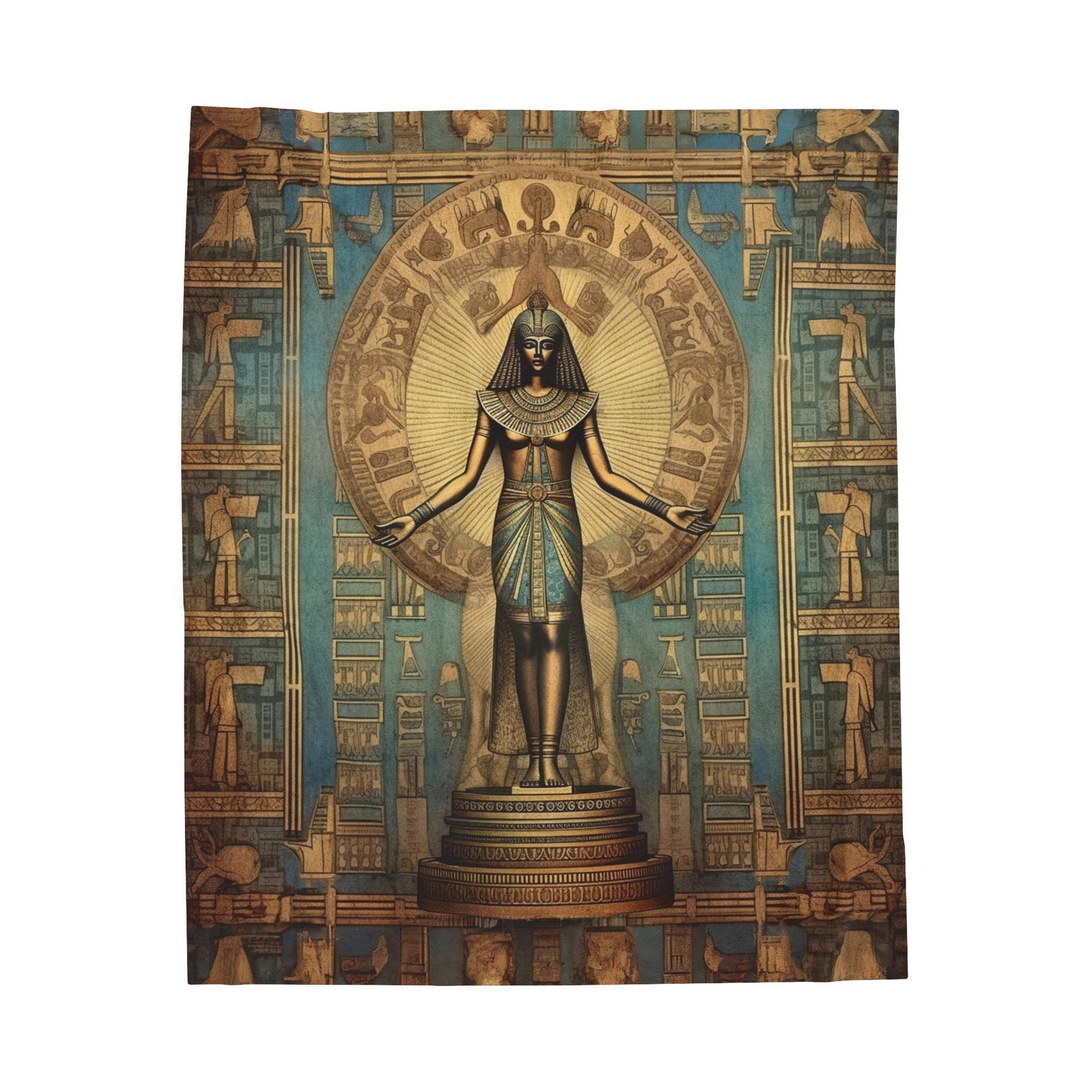 Regal Majesty: Egyptian Pharaoh in Gold and Teal Splendor Velveteen ...