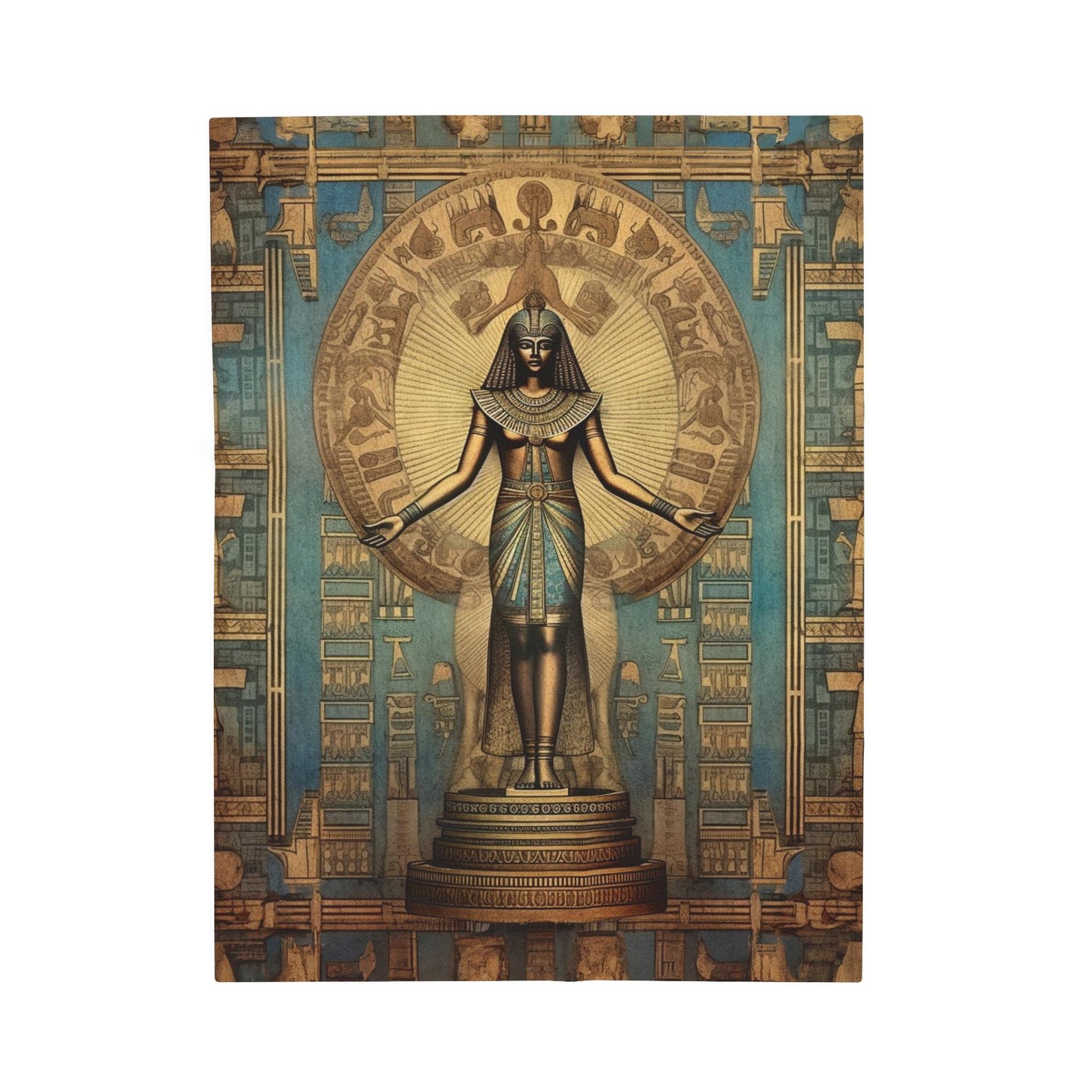 Regal Majesty: Egyptian Pharaoh in Gold and Teal Splendor Velveteen ...