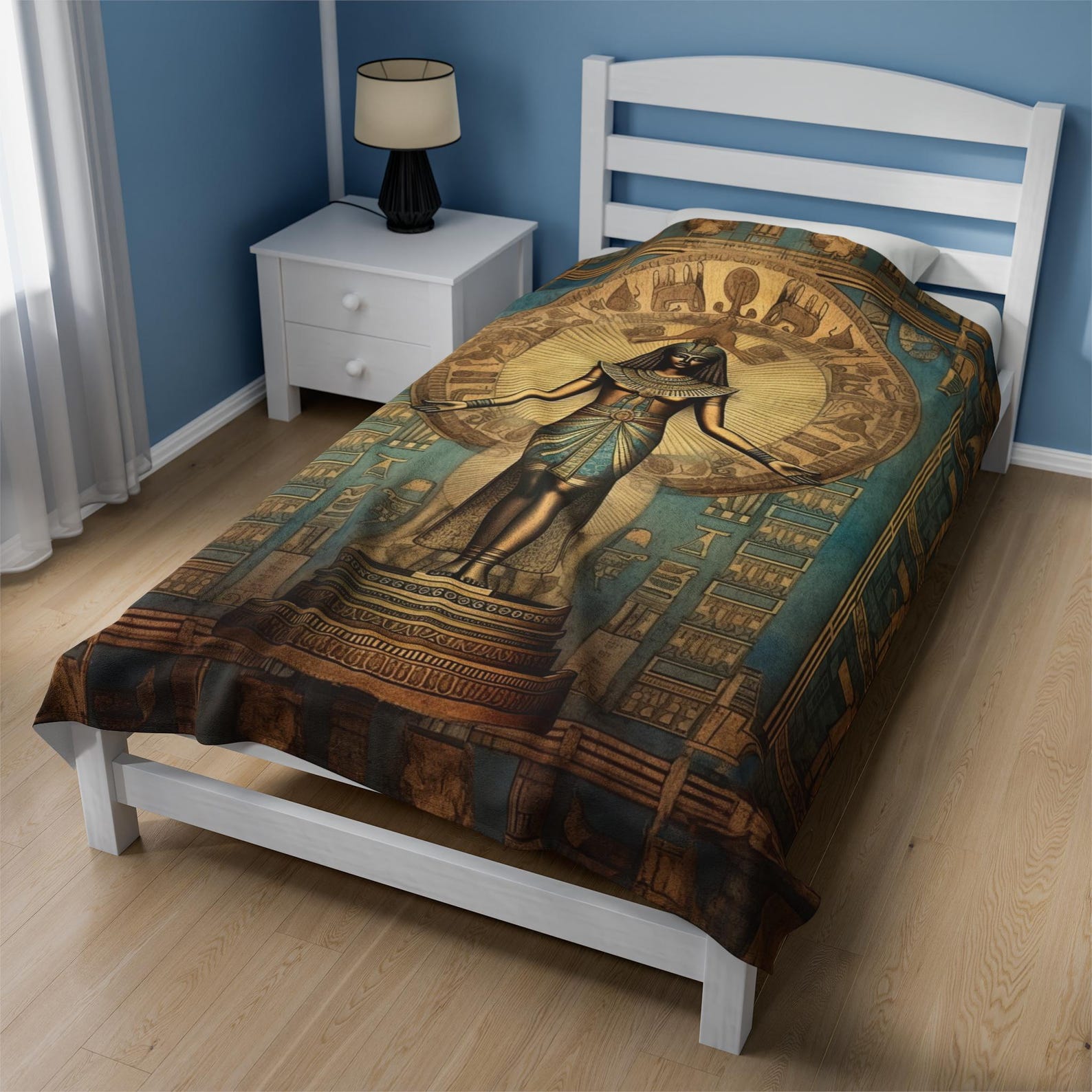 Regal Majesty: Egyptian Pharaoh in Gold and Teal Splendor Velveteen ...