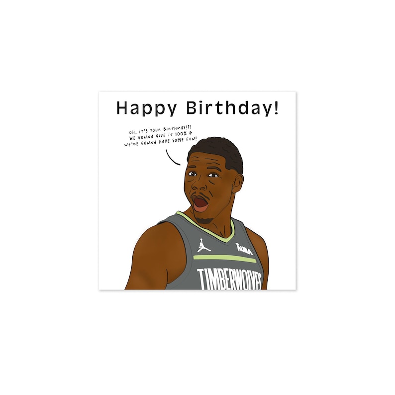 Anthony Edwards Birthday Card, Basketball Gift - Etsy