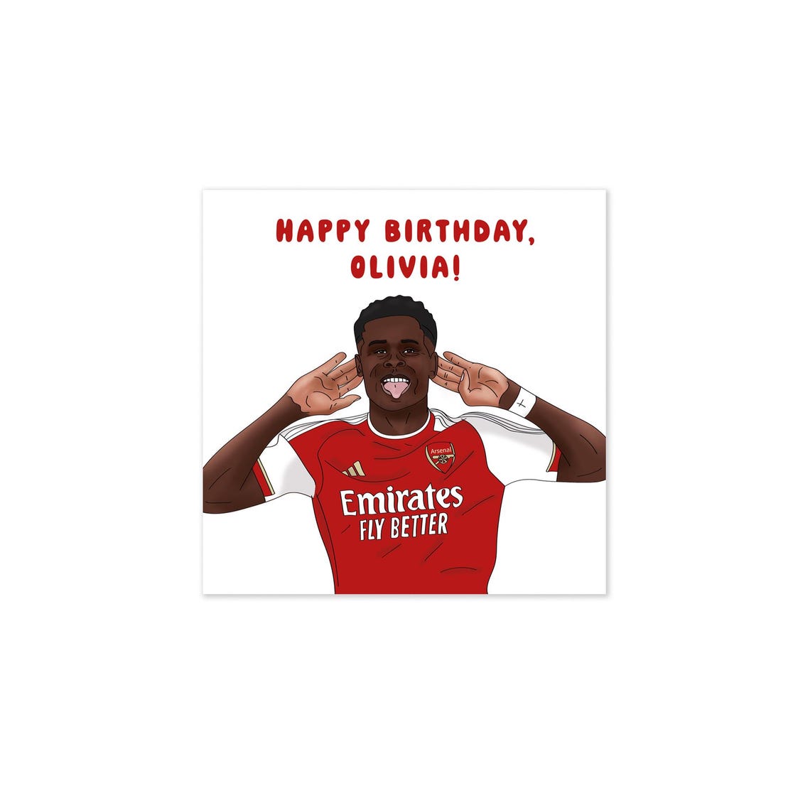 Saka Birthday Card, Football Birthday Card for Son, Arsenal Football ...