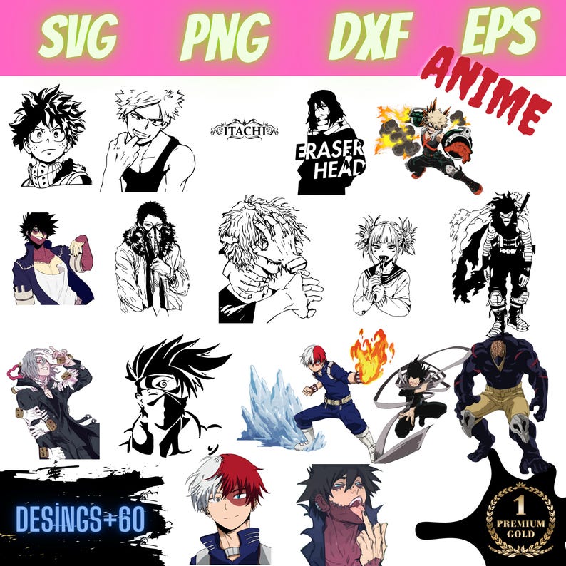 60 Svg , Anime Svg Bundle, Clipart Anime Svg, Anime, Svg Bundle ...