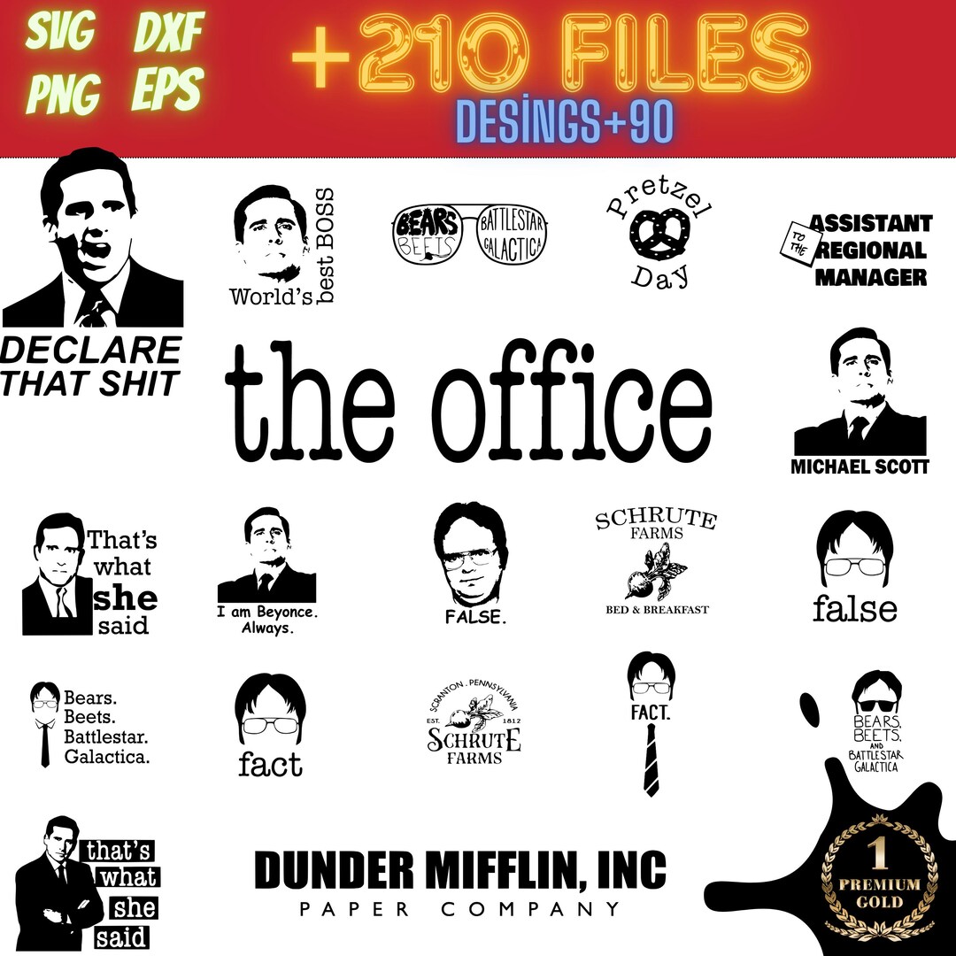 90 THE OFFICE Bundle SVG, Funny Office Svg, Michael Scott Png, Dwight ...