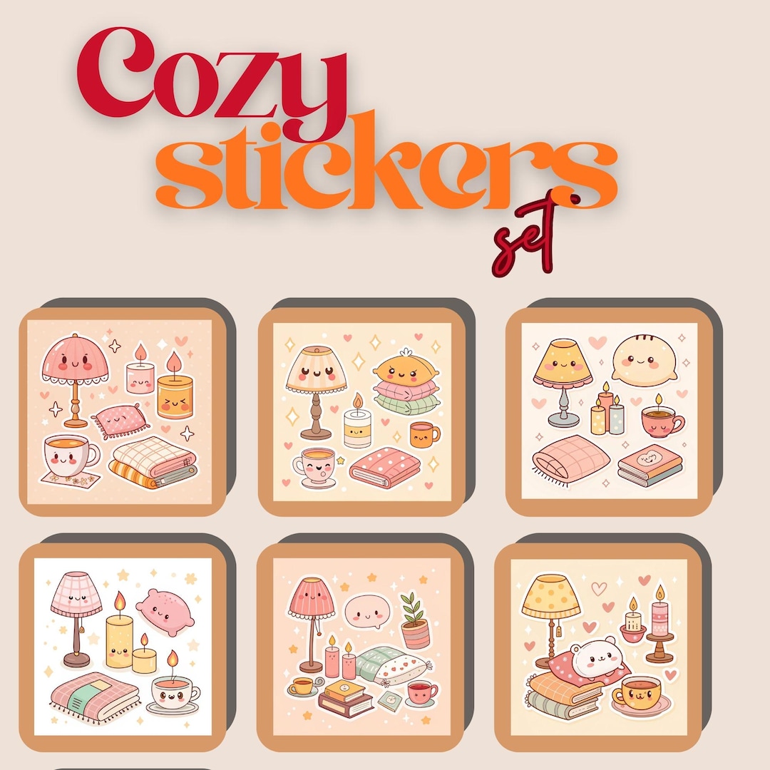 Cozy Stickers Set | Aesthetic PNG Stickers | Digital Planner Stickers ...