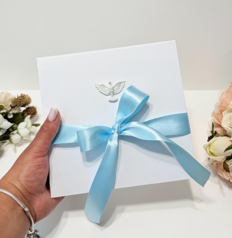 Handmade Baptism Gift Box: Rosary & Holy Spirit Ornament Keepsake - Etsy