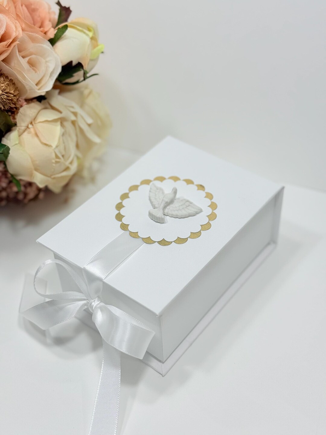 Personalized Baptism Gift Box: Rosary & Dove Keepsake - Etsy