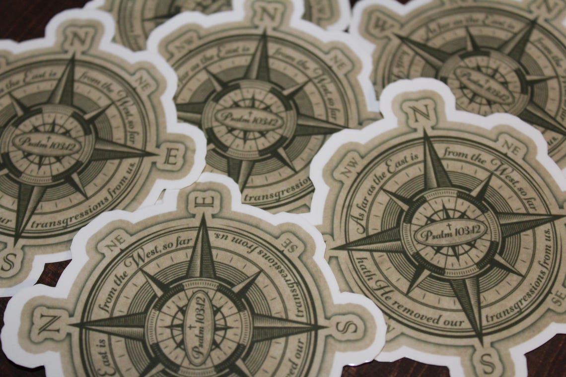 Psalm 103:12 Compass Bible Verse Sticker - Etsy
