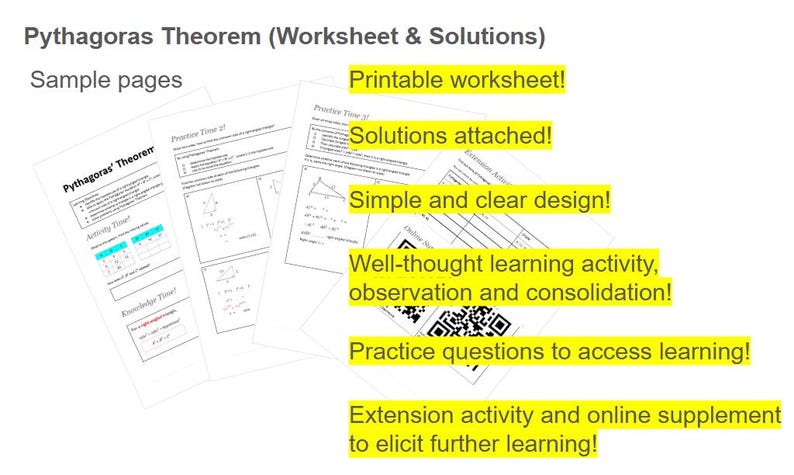 Pythagoras Theorem worksheet & Solutions - Etsy