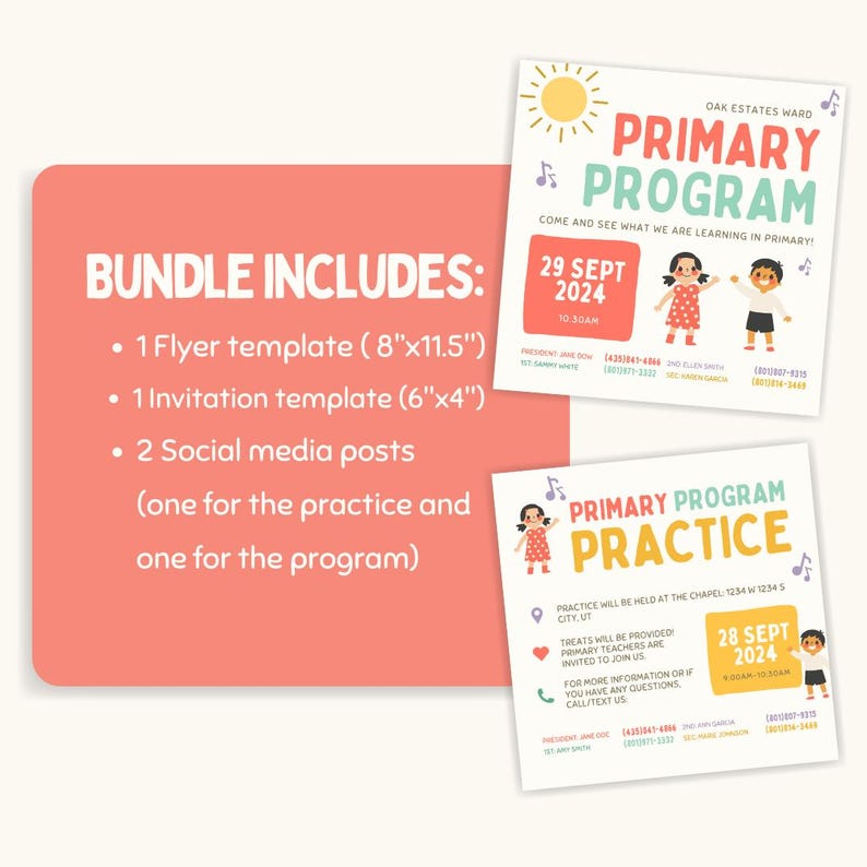 Primary Program Invitation/announcement/flyer for Printing and Posting ...