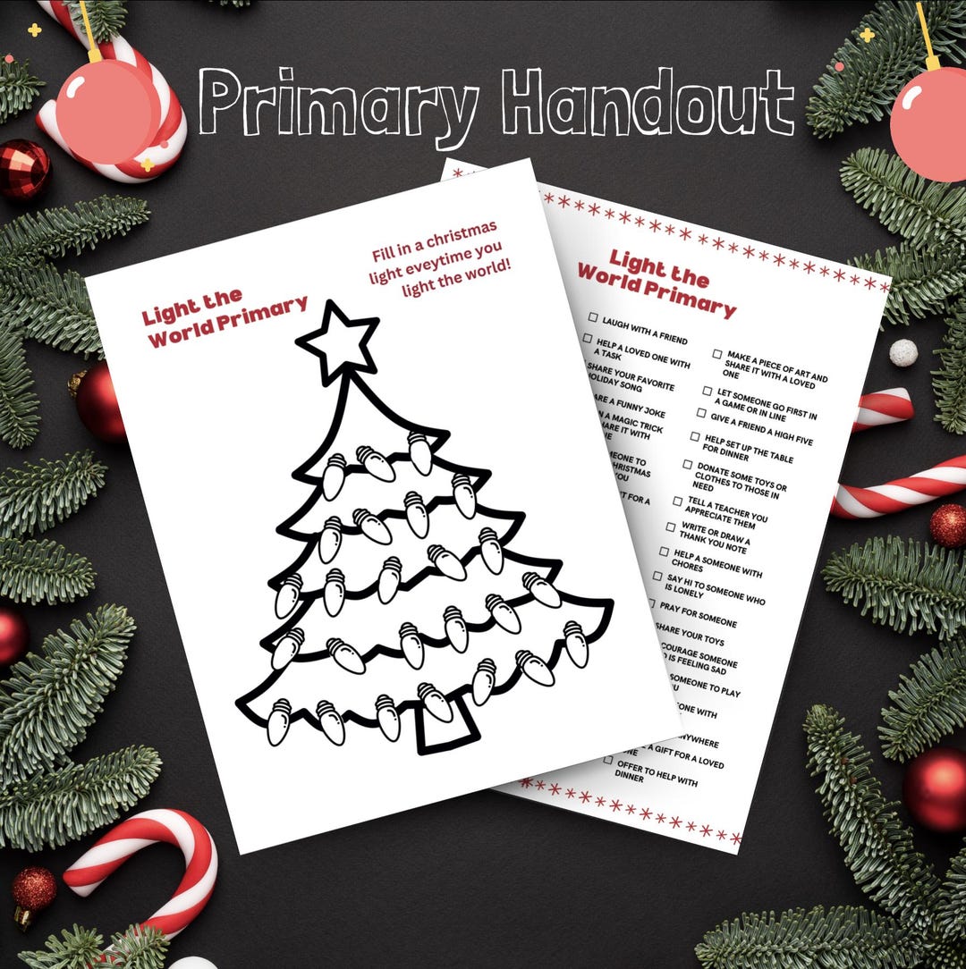 LDS Primary Christmas Handout Light the World - Etsy
