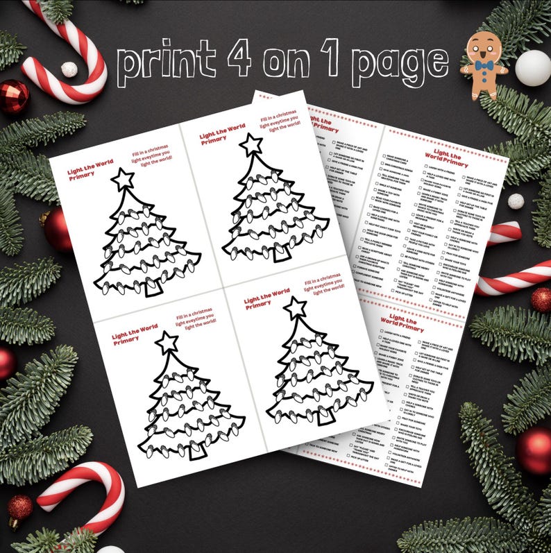 LDS Primary Christmas Handout Light the World - Etsy