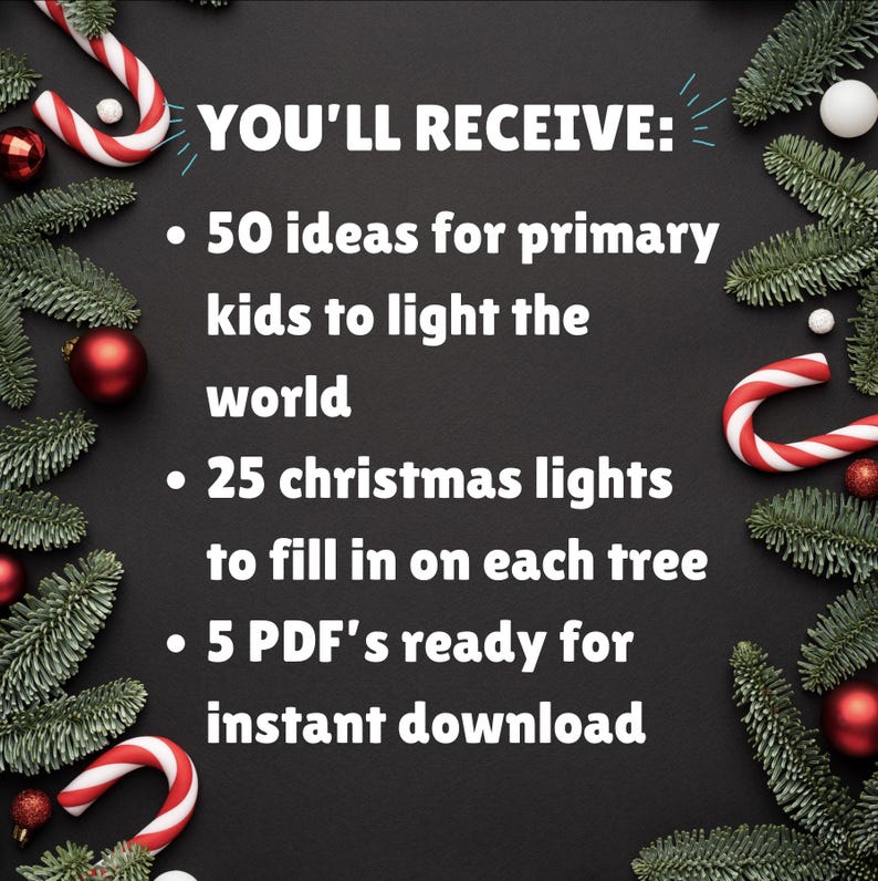 LDS Primary Christmas Handout Light the World - Etsy