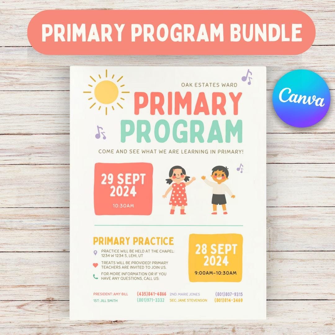 Primary Program Invitation/announcement/flyer for Printing and Posting ...