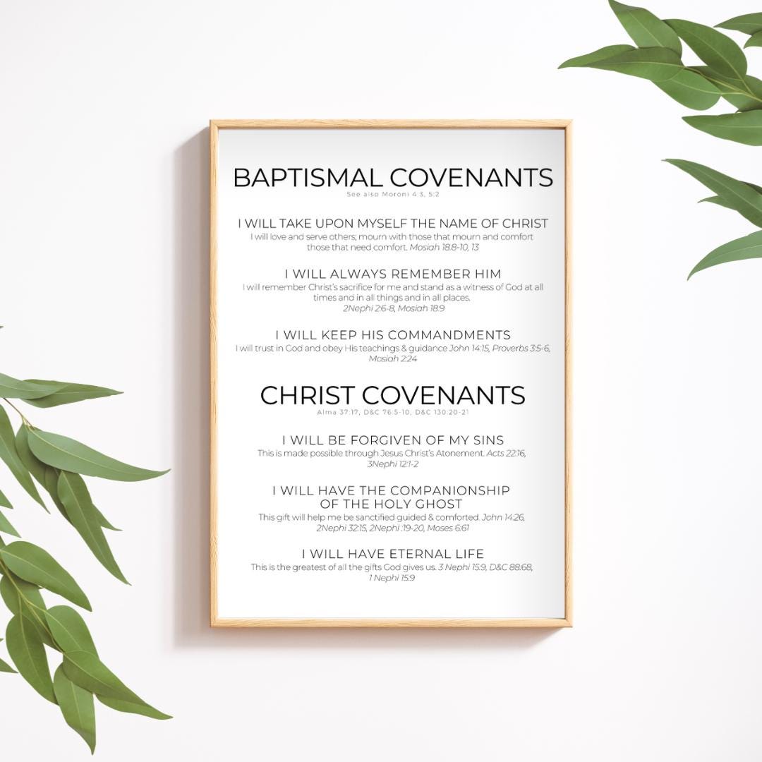 Baptism Covenants Printable Art: LDS Gift, Church Decor (digital ...