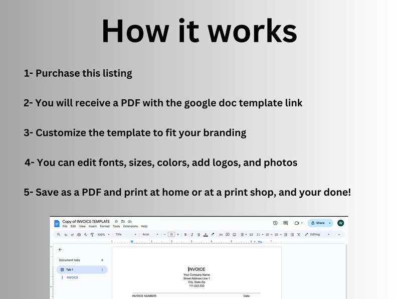 Editable Google Doc Invoice Template - Google Doc- Editable Invoice ...