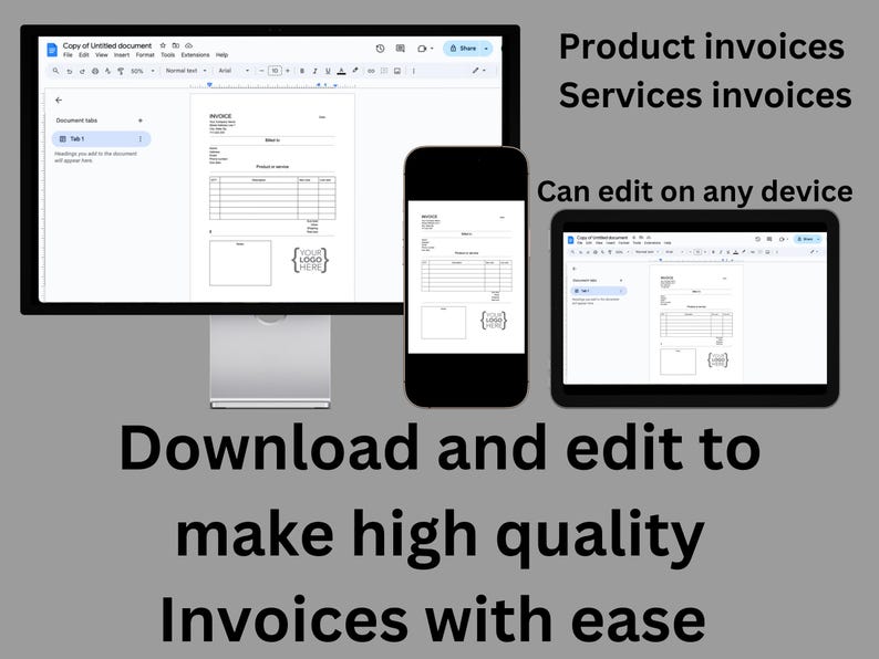 Editable Google Doc Invoice Template - Google Doc- Google Doc Template ...