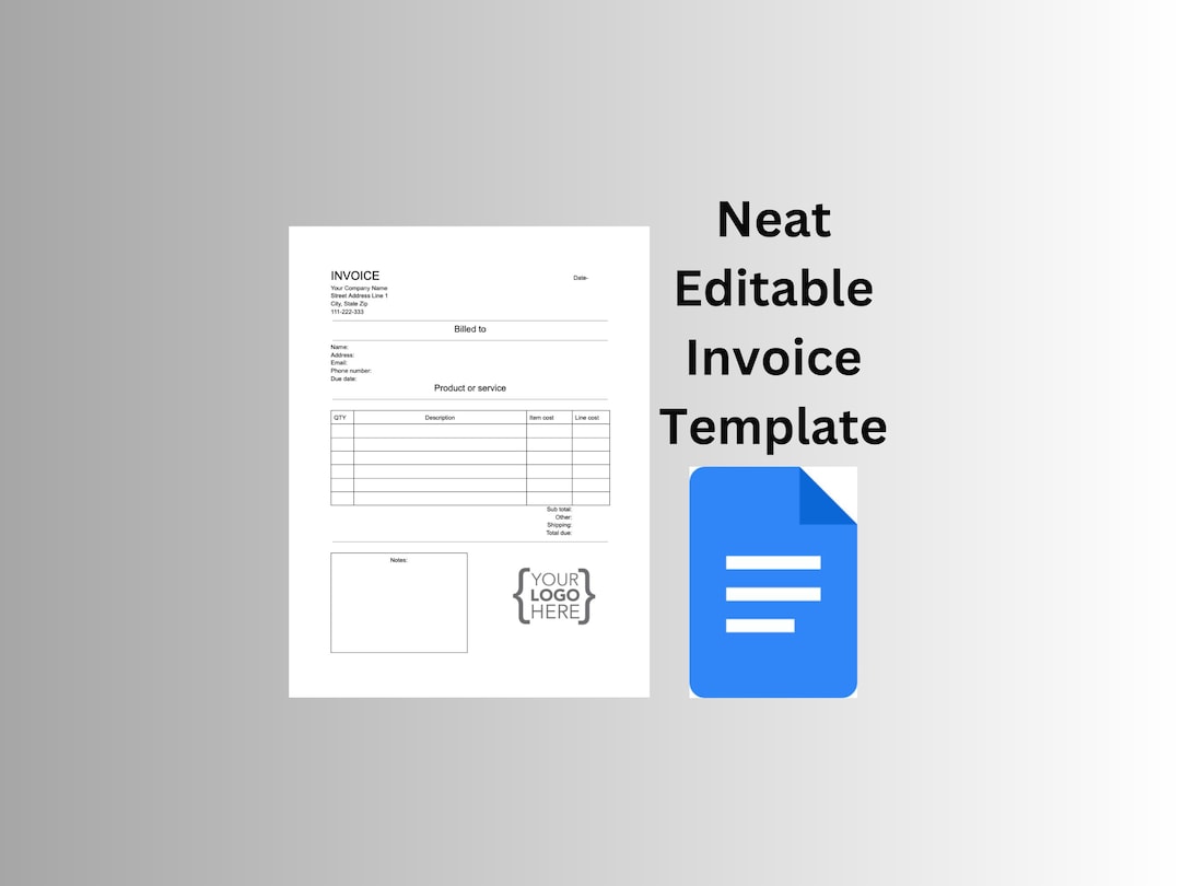 Editable Google Doc Invoice Template - Google Doc- Google Doc Template ...