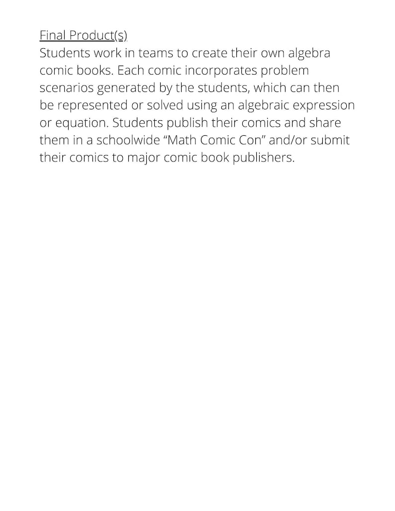 6th Grade Math Comic Book Assessment - Etsy