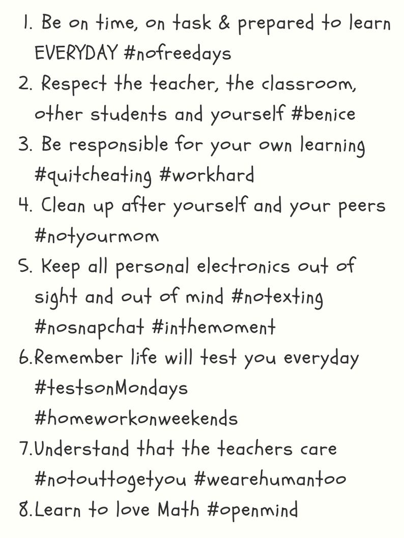 Classroom Rules Poster Set of 1 - Etsy