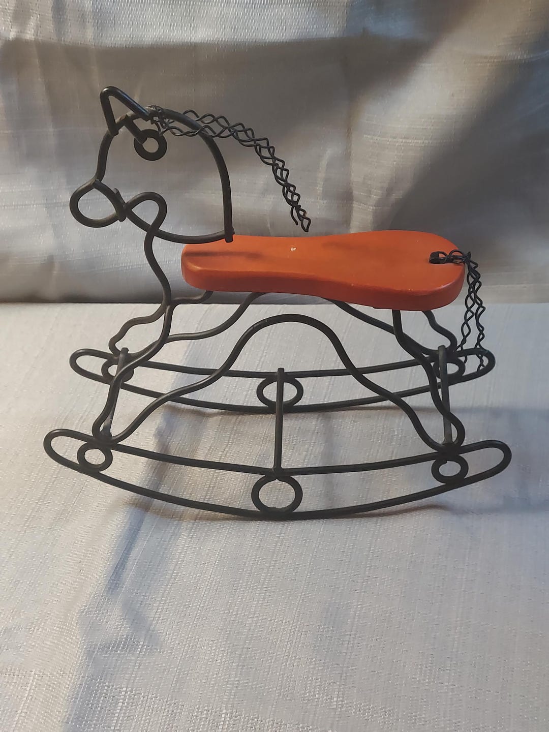 Metal Wire Rocking Horse With Wood Seat. Shelf Sitter - Etsy