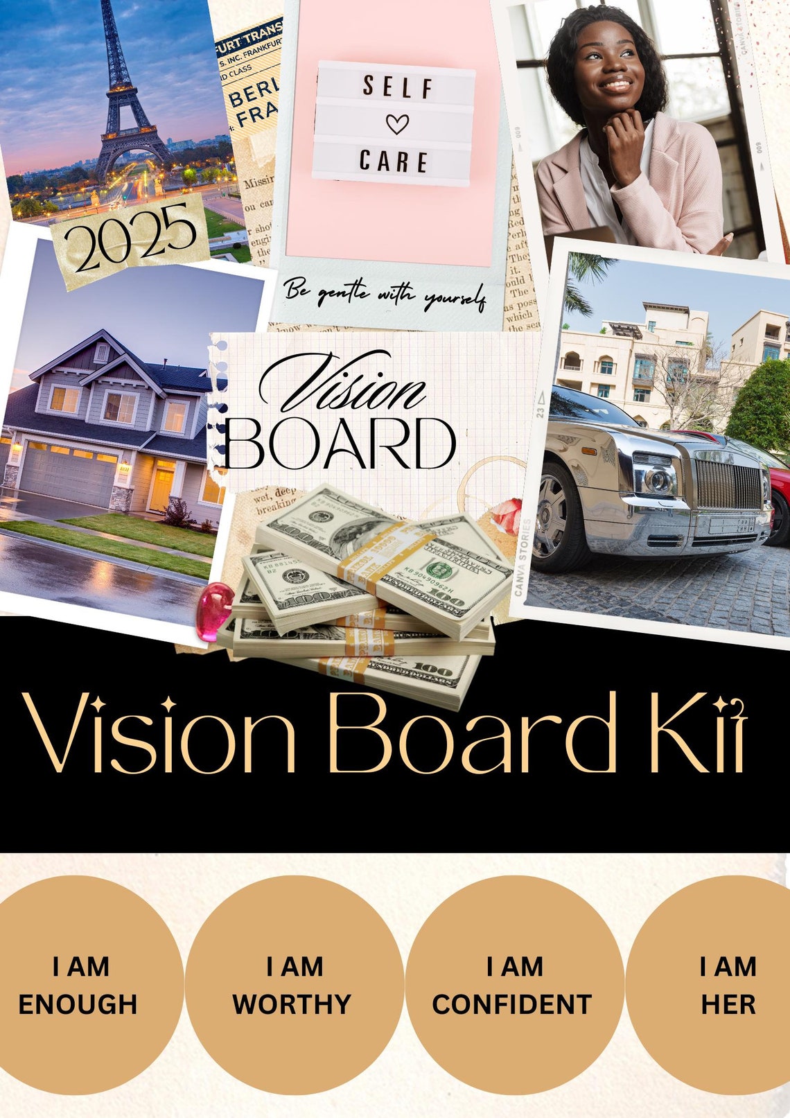 2025 Vision Board Kit, Digital & Printable Goal Setting Template, New ...