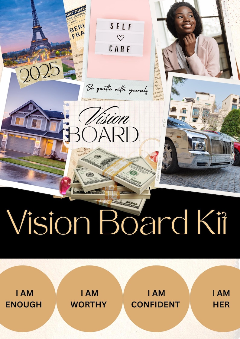 2025 Vision Board Kit, Digital & Printable Goal Setting Template, New ...