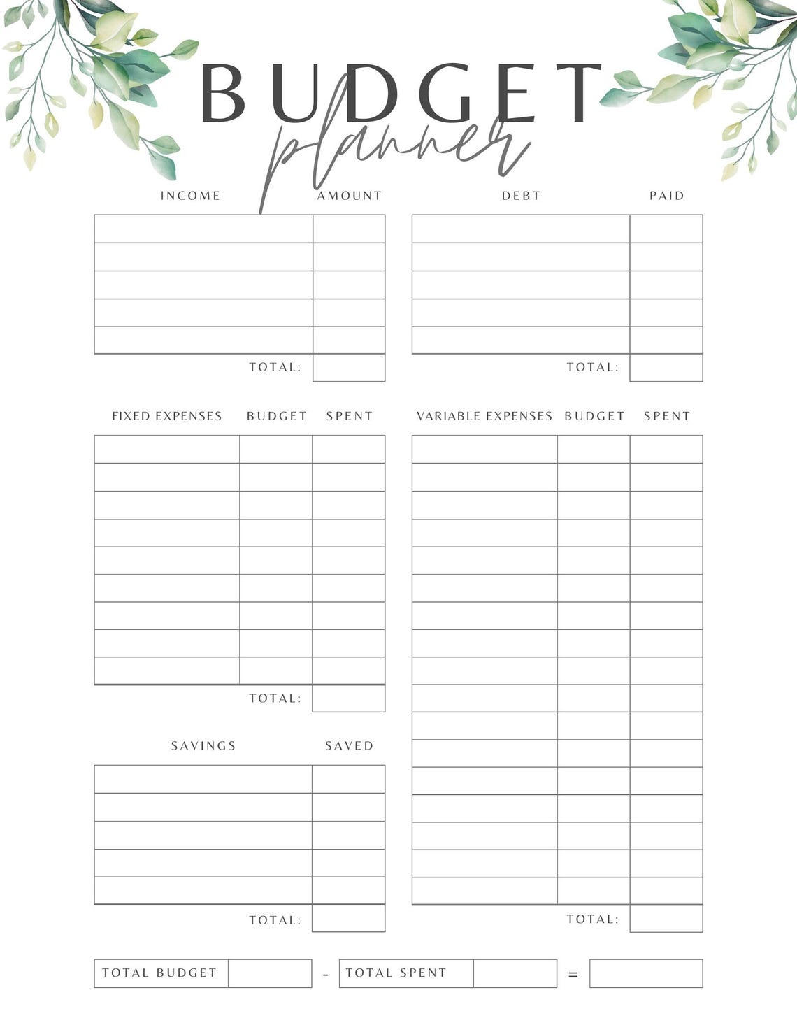 2025 Ultimate Monthly Finance Tracker | Budget Planner to Save Money ...