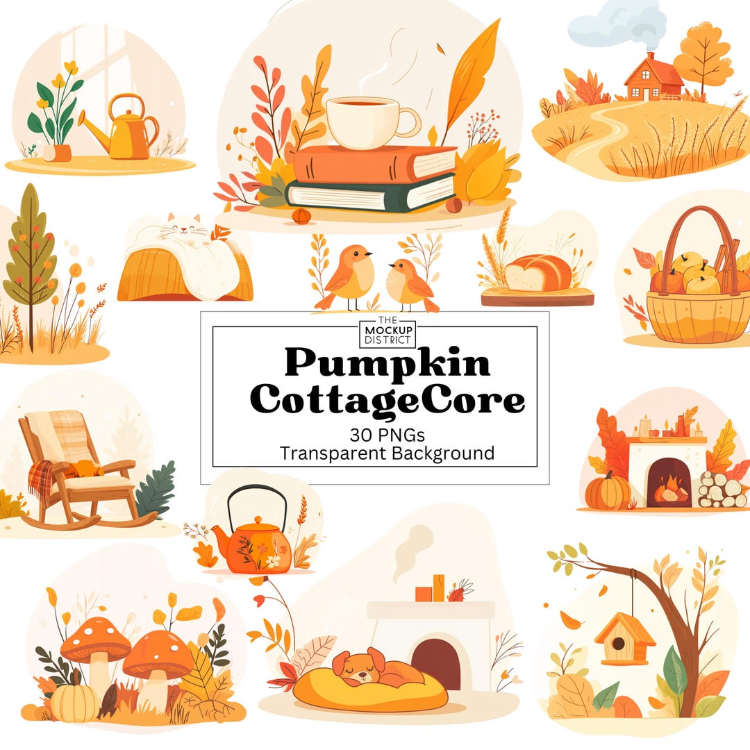 Cozy Cottagecore Fall Clipart Bundle 30 PNG Autumn Aesthetic ...