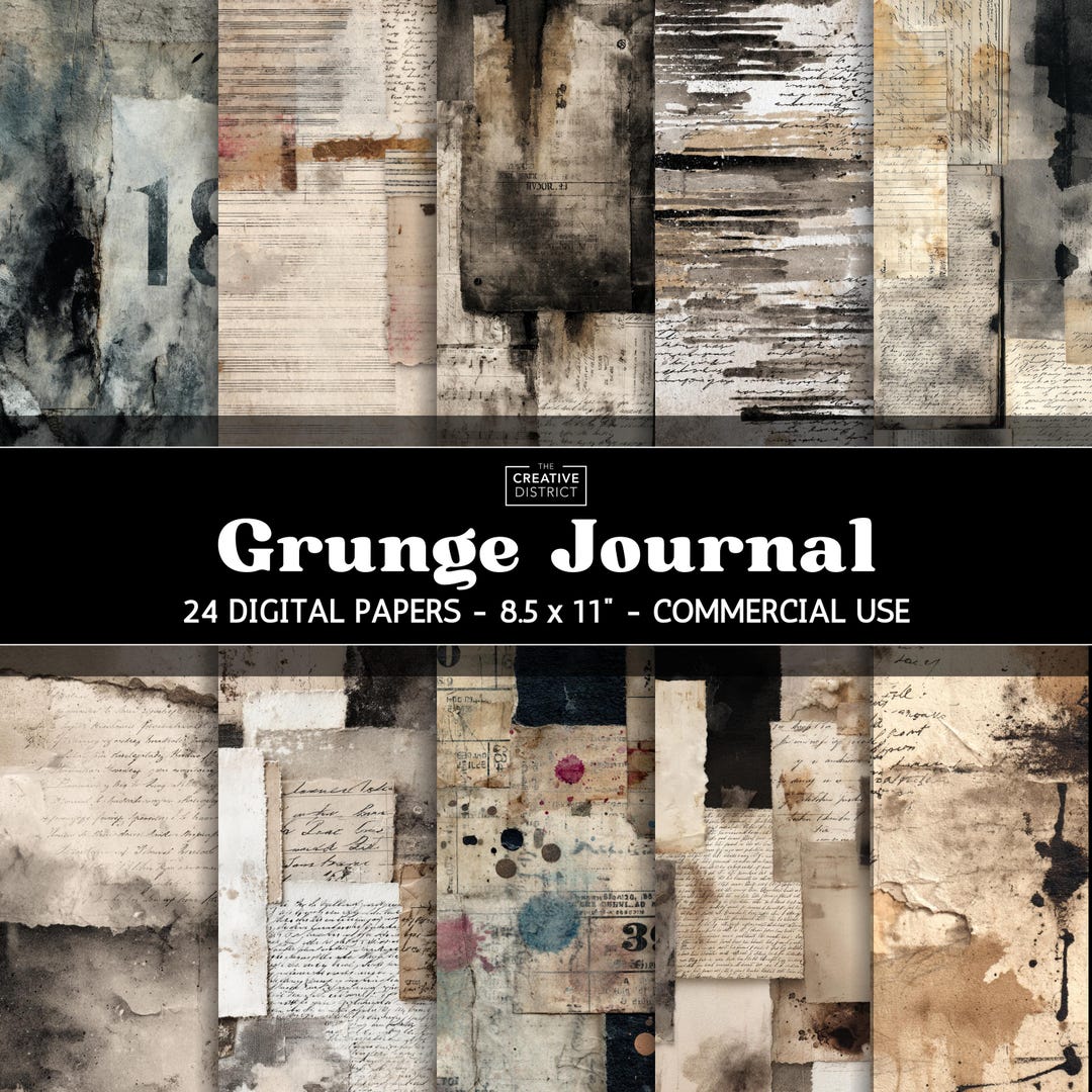 Grunge Journal Kit – Vintage Swatches & Handwritten Notes – Decorated ...