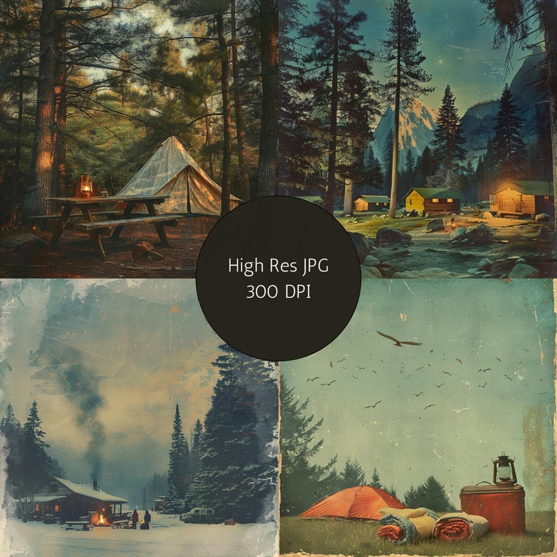 Rustic Campground & Cozy Cabin Digital Paper Pack – Cabin Life 20 ...