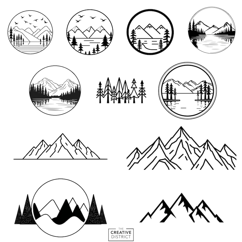 Mountain SVG Bundle - Outdoor & Hiking Clipart - Forest Adventure PNG ...