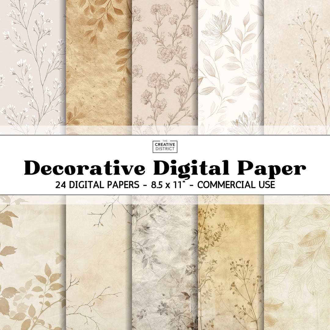 Decorative Digital Paper, Soft Neutral Graphic Backgrounds, Minimal ...