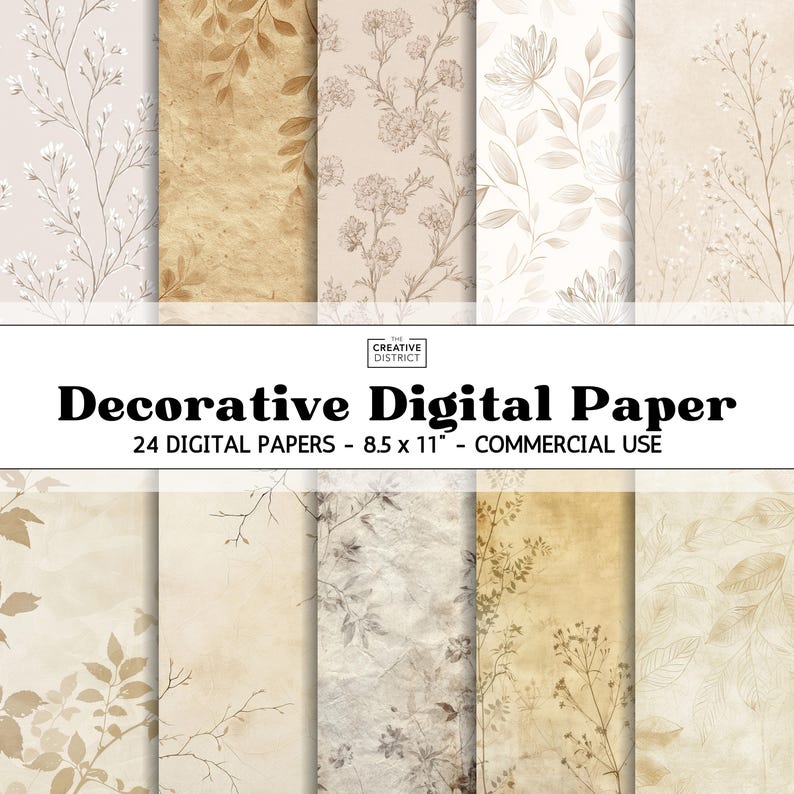 Decorative Digital Paper, Soft Neutral Graphic Backgrounds, Minimal ...
