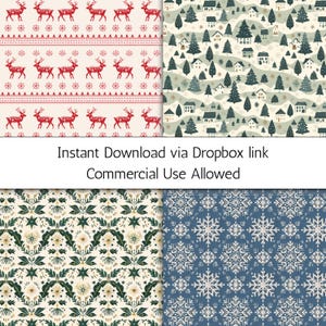 Scandinavian Christmas Seamless Patterns Nordic Folk Art Holiday ...